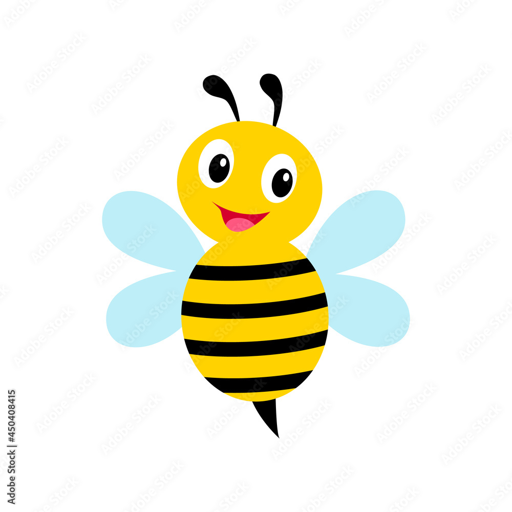 Bee insect, cute cartoon illustration isolated on white background ...