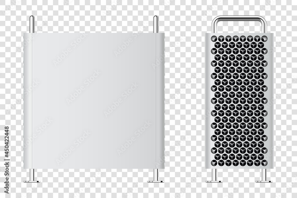 Computer case front and side view. PC hardware. Components for personal ...