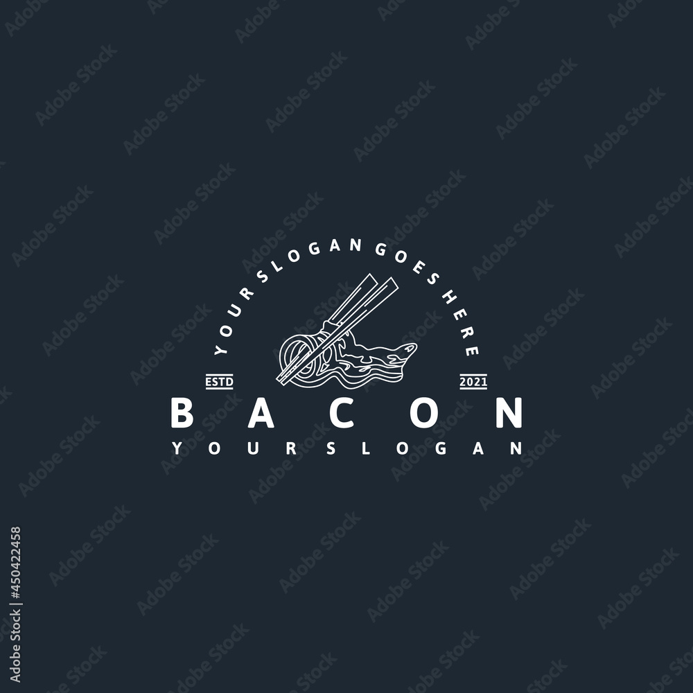 bacon logo with line art for business reference Stock Vector | Adobe Stock