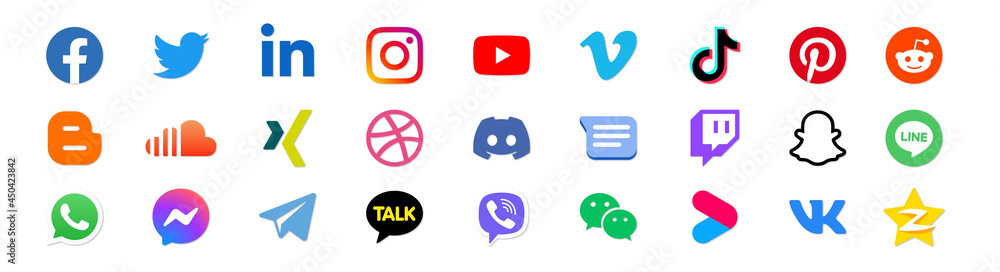27 Social media icon set - vetor collection of the last version of most ...