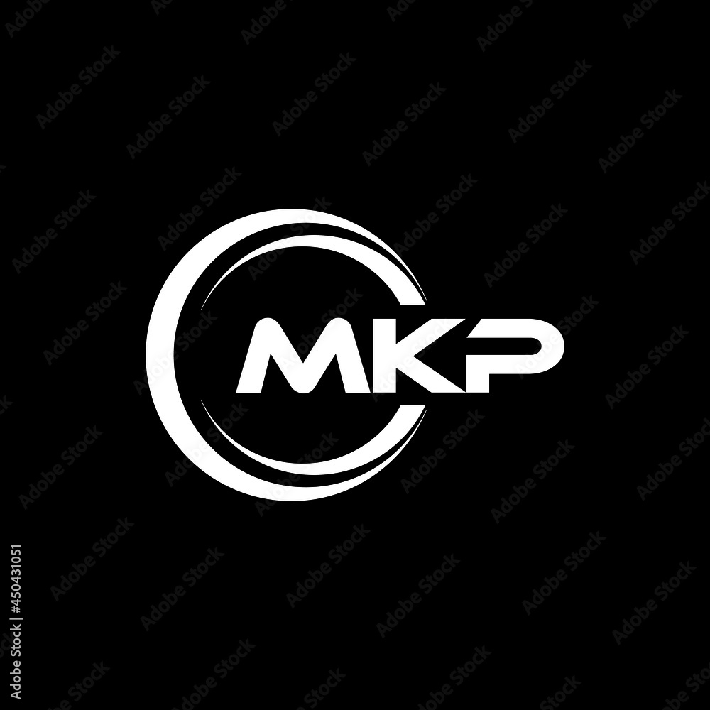 MKP letter logo design with black background in illustrator, vector ...