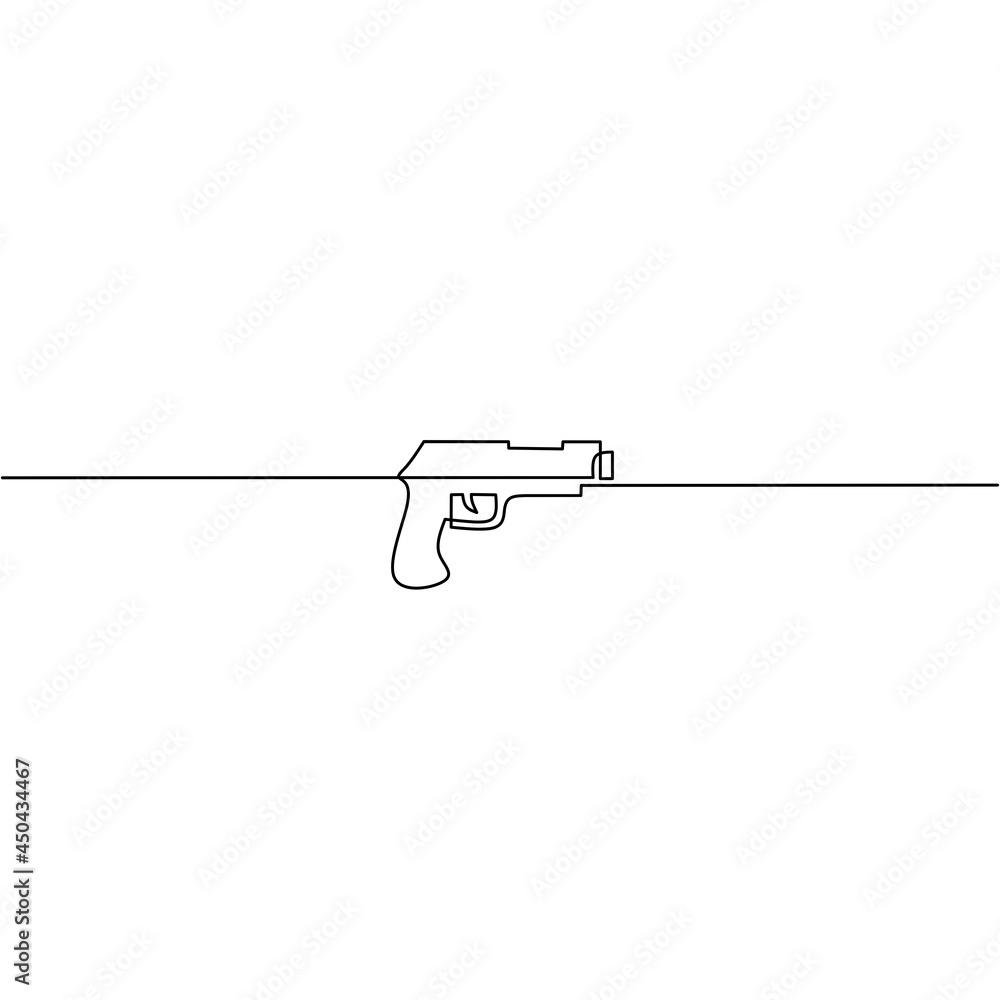 Continuous line drawing of gun, object one line single line art, hand ...