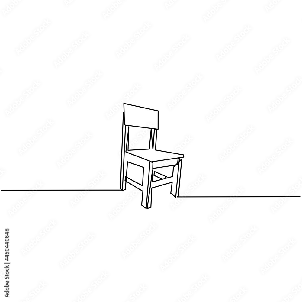 Continuous line drawing of chair, object one line, single line art ...