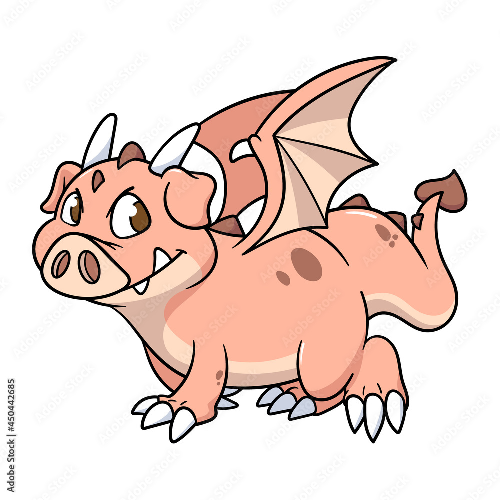 Cartoon Pig Dragon Hybrid Character Illustration Stock Vector | Adobe Stock