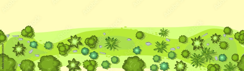 Jungle forest top view. Horizontal seamless composition. Overgrown ...