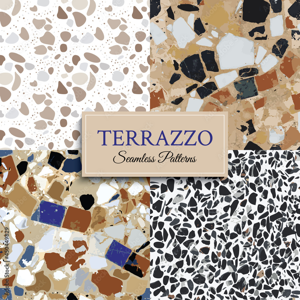 Terrazzo Vector Seamless Pattern, Stone Flooring, Texture Background ...
