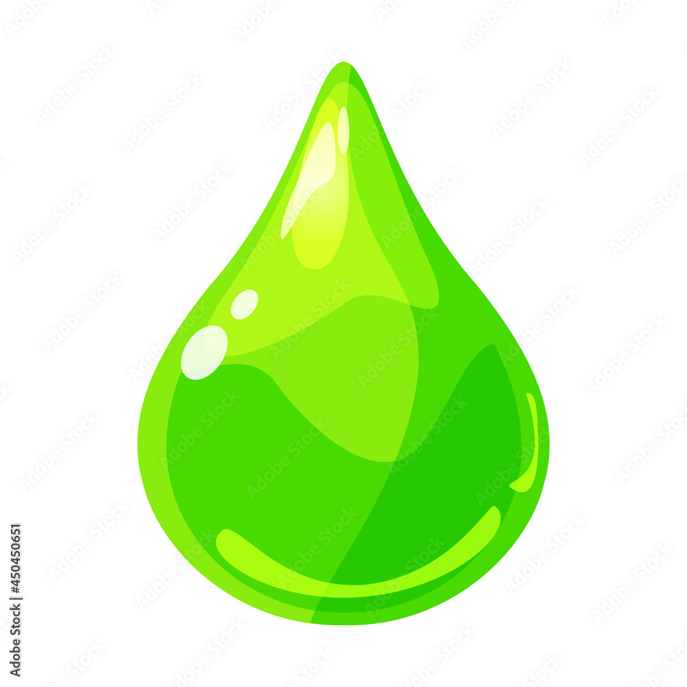 Drop green shiny glossy colorful game asset. Aqua, jelly, crystal ...