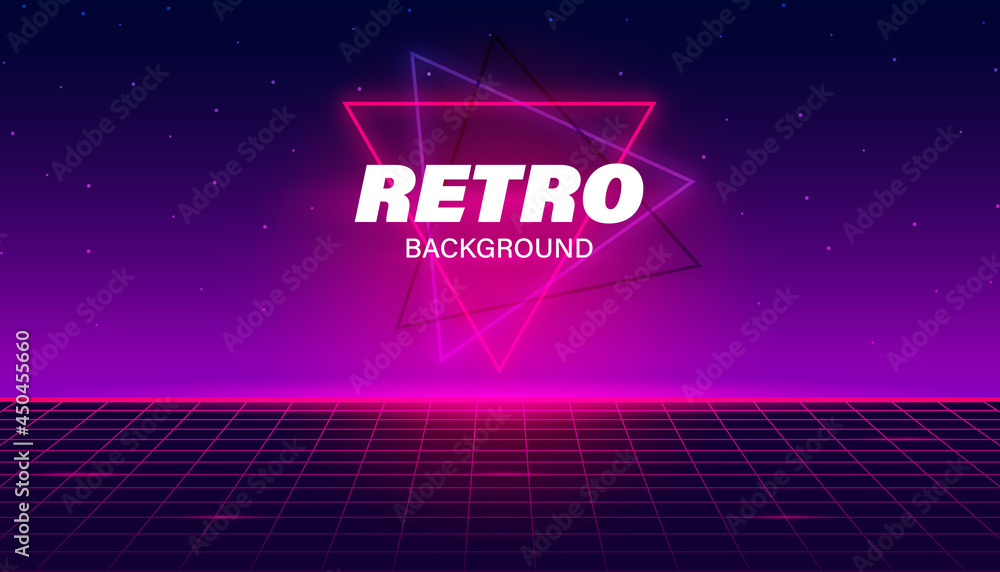 Bright banner, poster, background, wallpaper in retro 80s style with ...