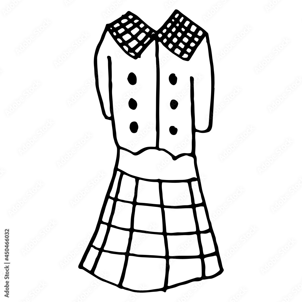 Doodle hand drawing with kid clothes. Vector illustration of lines and ...