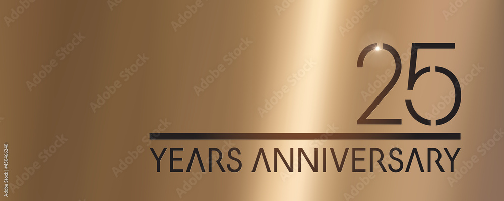 25 years anniversary vector logo, icon. Graphic symbol with metallic ...