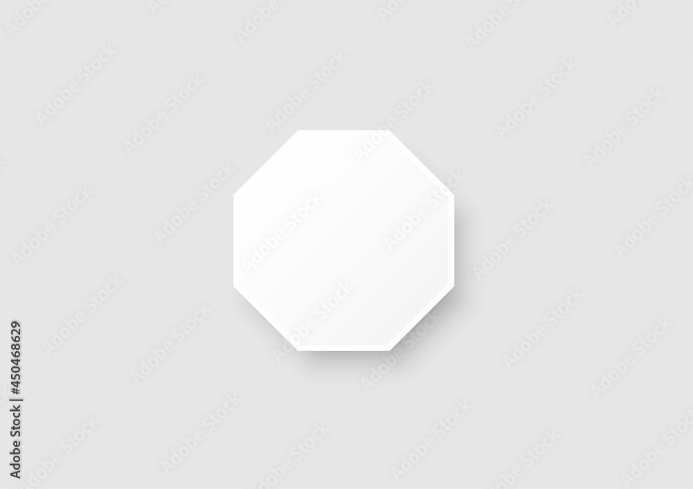 Vector octagon sign 3d paper frame white for enter text. Presentation ...