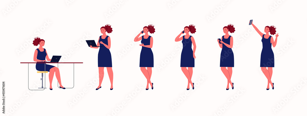 Characters flat vector cartoon illustrations. Confident, successful ...