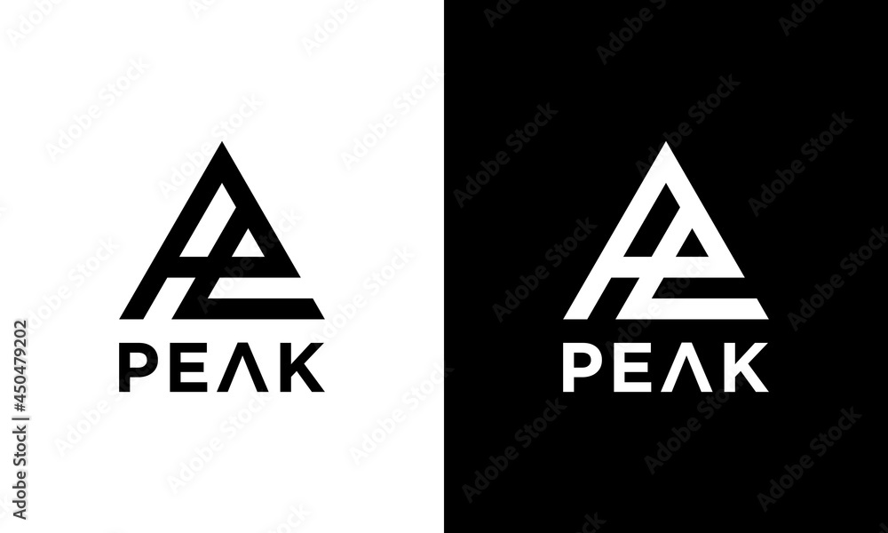 Letter PE triangle logo design with mountain peaks. Stock Vector ...