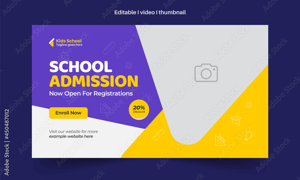 Abstract Editable thumbnail design for any videos. Kids school ...