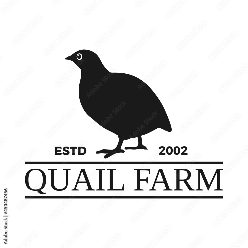 vector logotype of quail farm with silhouette of bird isolated in white ...