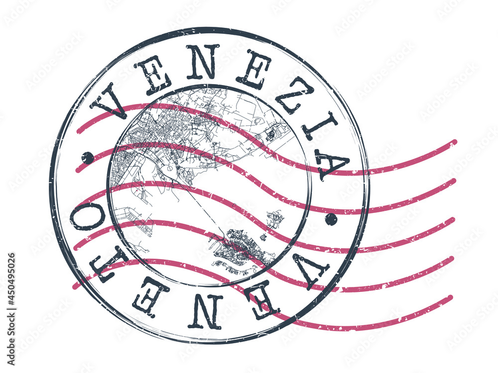 Venice, Italy Stamp Map Postal. Silhouette Seal Roads and Streets ...