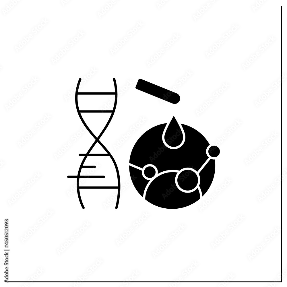 Mutation gene glyph icon. Artificial mutation process. Adding new materials to DNA. Gene change ...
