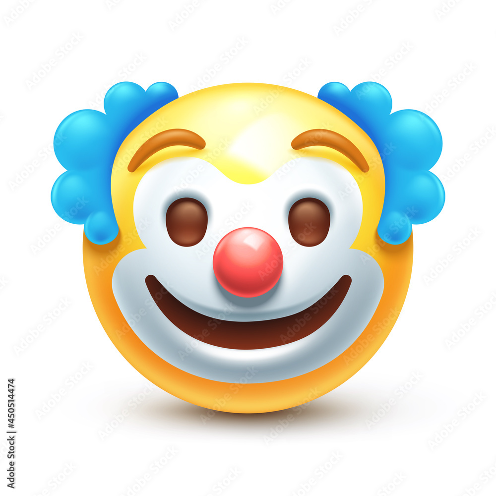 Circus clown emoji. Emoticon with red nose, funny face 3D stylized ...