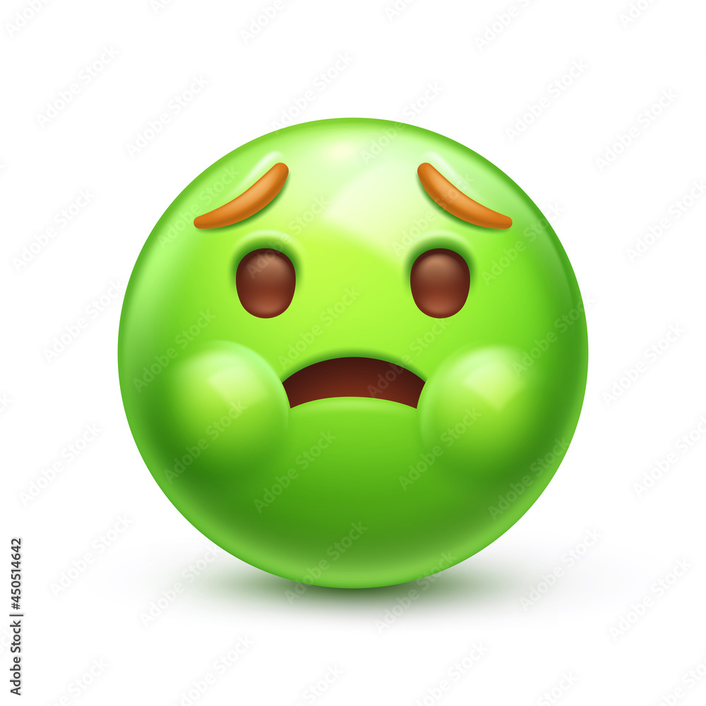 Holding Back Vomit Emoji Green Emoticon Face Disgust Or Nauseated 3d