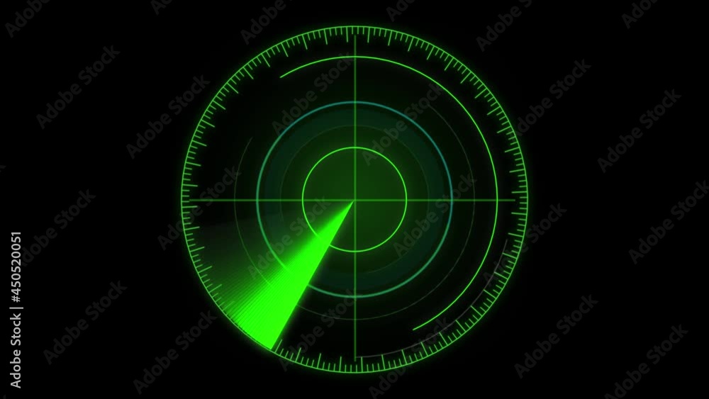 Motion graphic of blue color sonar radar screen searching line digital ...