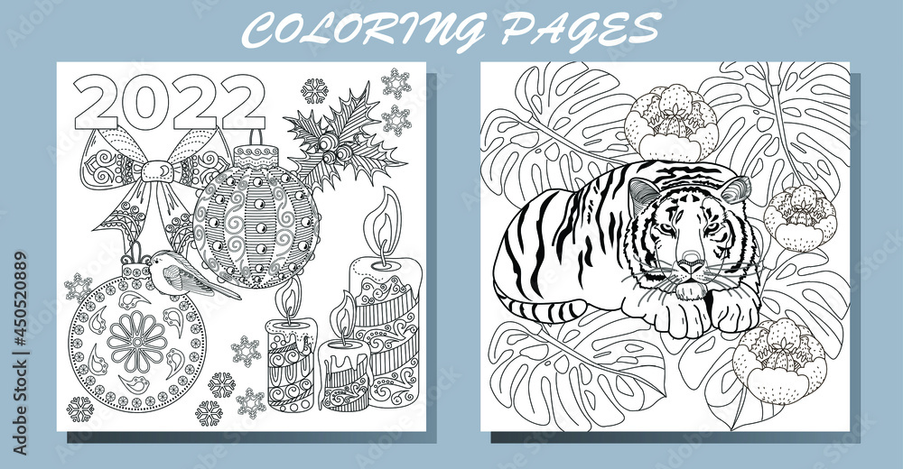 Coloring Pages. Doodle style new year coloring book. Happy new year ...