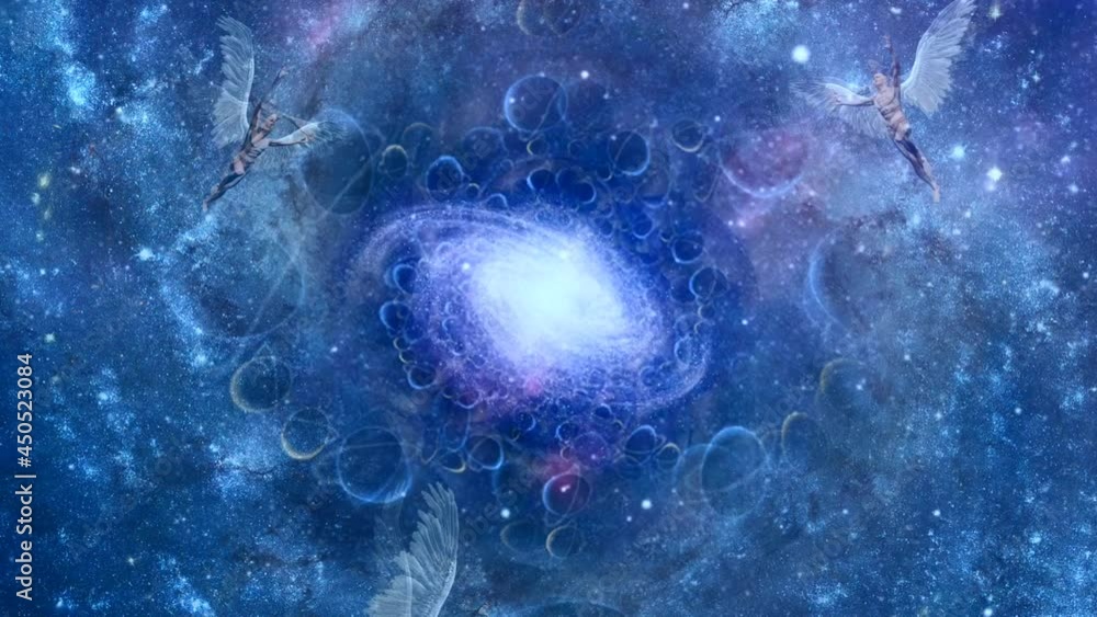 Figures of man and woman with angel wings. Spiral of time Stock Video ...