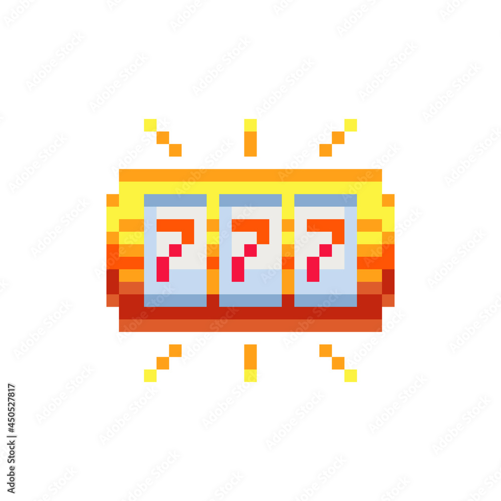 777 slot machine. Flat style icon. Casino vegas game. Pixel art style ...