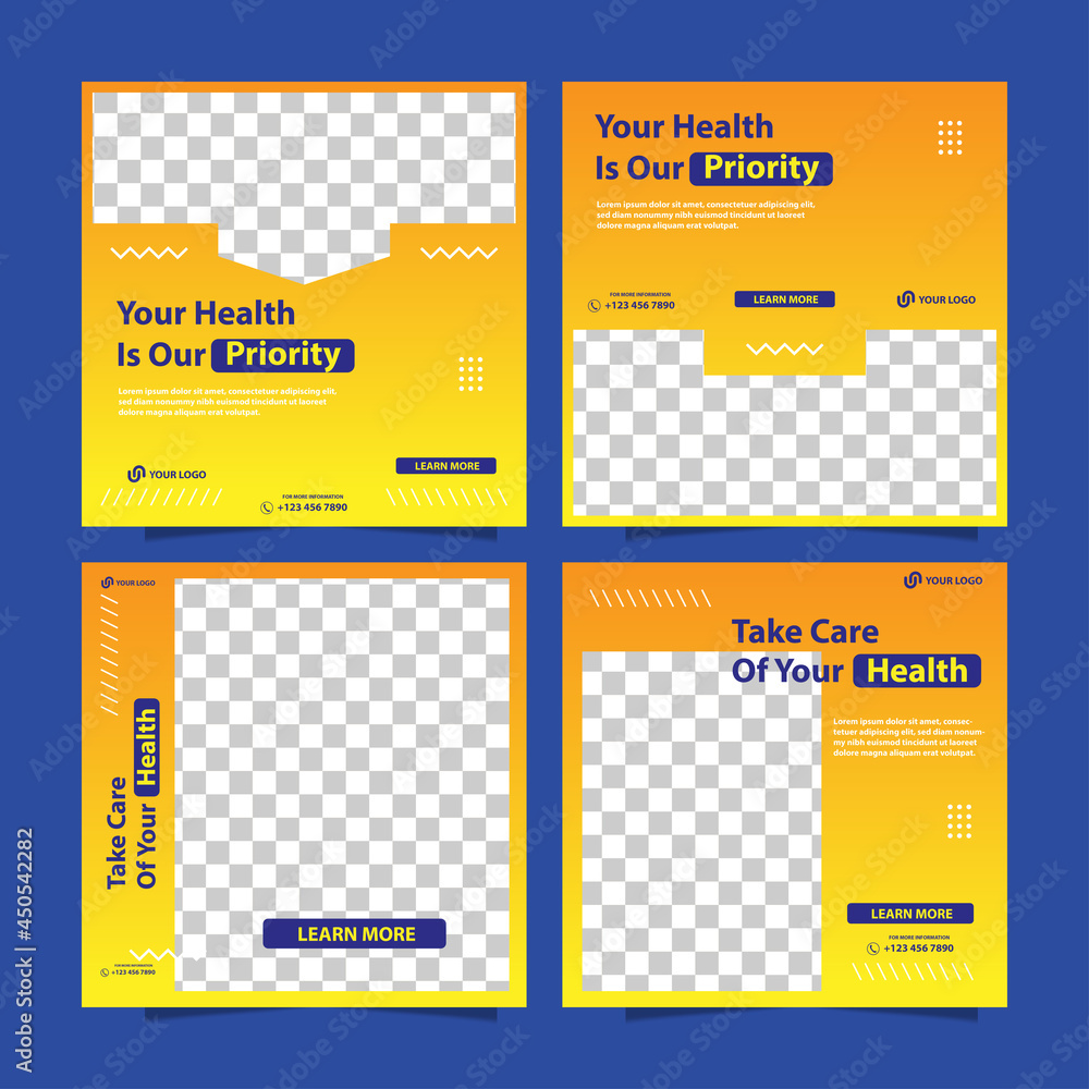 Modern orange gradient post template design. Collection of Medical ...