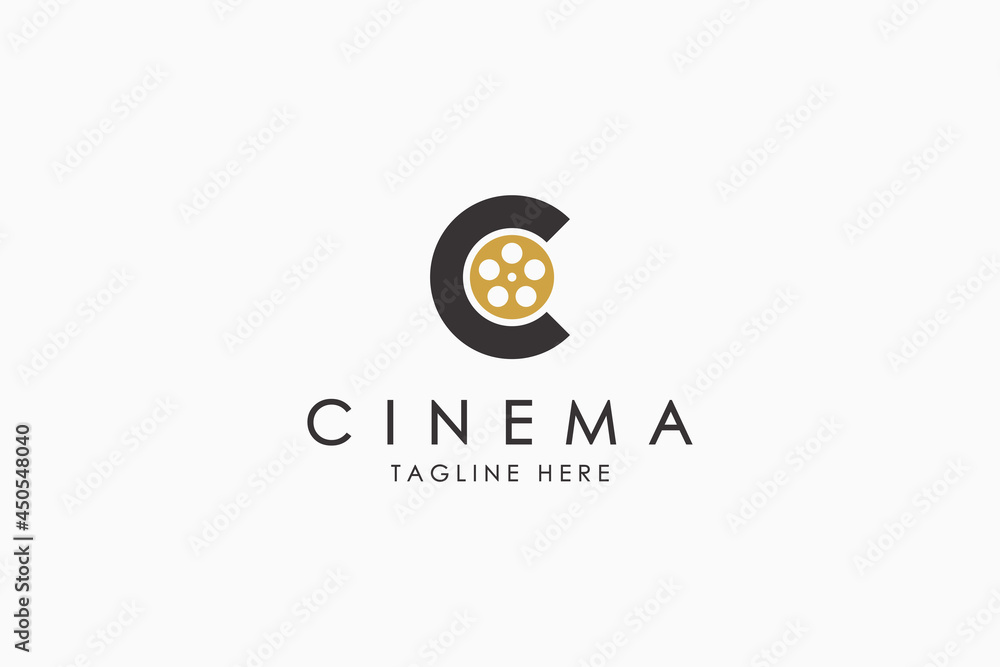 Simple Cinema Logo. Geometric Initial Letter C with Films Roll inside ...