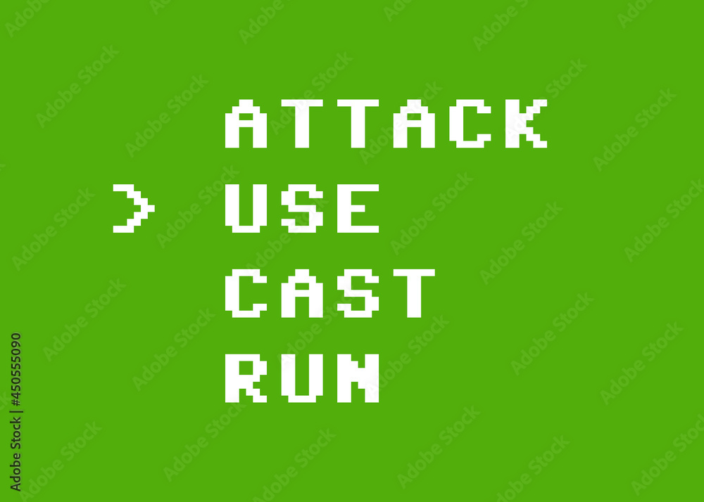 A clever list of choices from a fake retro 8-bit video game: attack ...