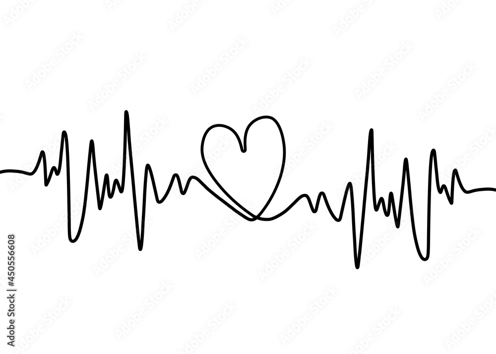 Hand Drawn Heart beat Lines Illustration Stock Illustration | Adobe Stock