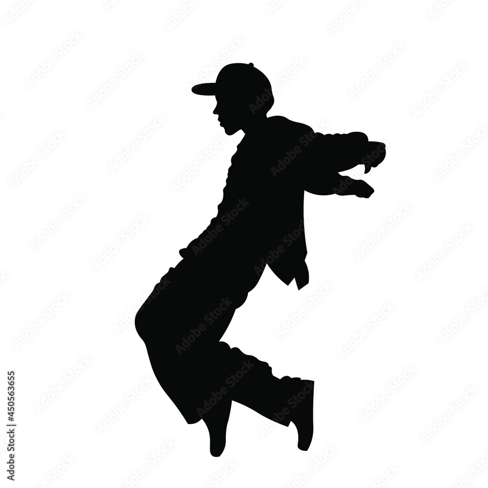 Man dancing hip hop, house, juzz funk or street dance vector silhouette Stock Vector | Adobe Stock