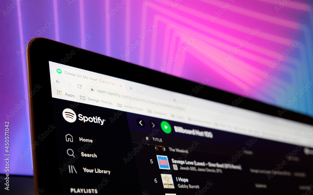 Spotify screen Stock Photo | Adobe Stock