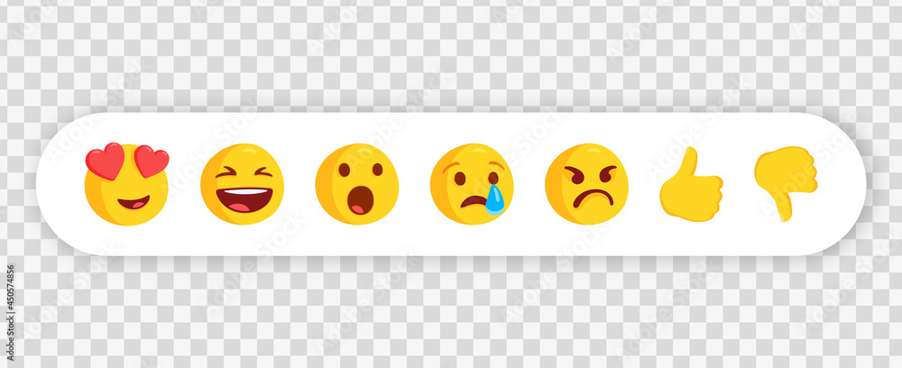 social media emojis, facebook messenger emoji reactions, chat emoticons ...