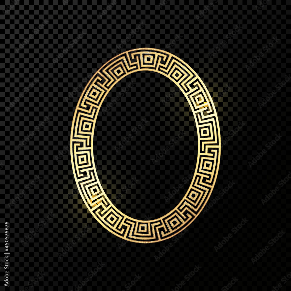 Gold frame with Greek Key pattern. Realistic meander border Stock ...