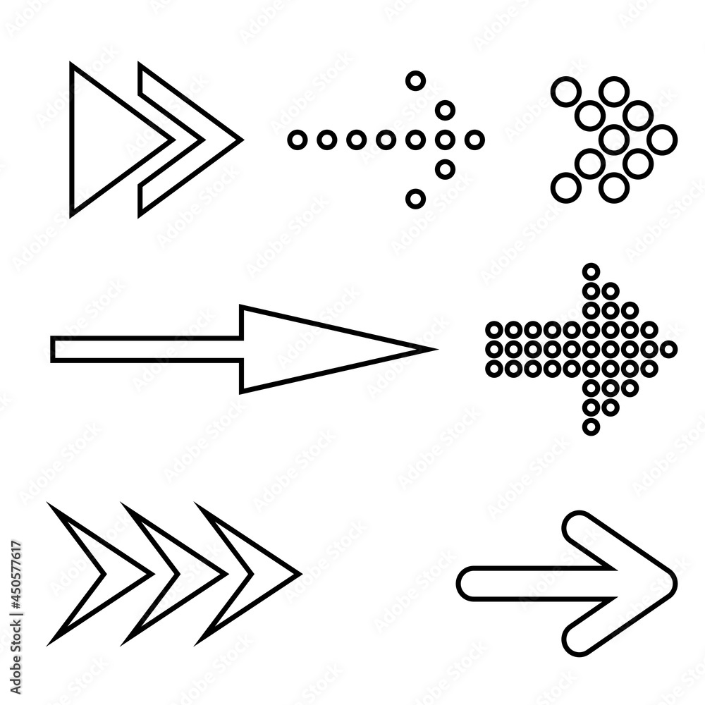 Icon Set of Flat Arrows. Isolated Arrow Icon Collection for Back and ...