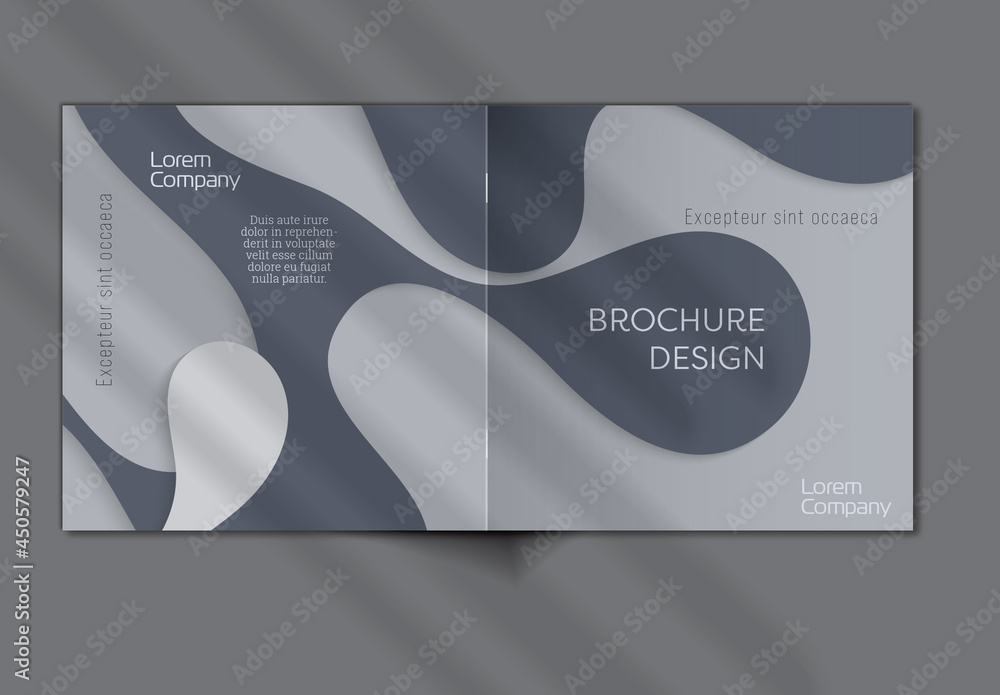 Brochure Cover Layout with Paper Cut Wavy Overlapping Shapes Stock ...