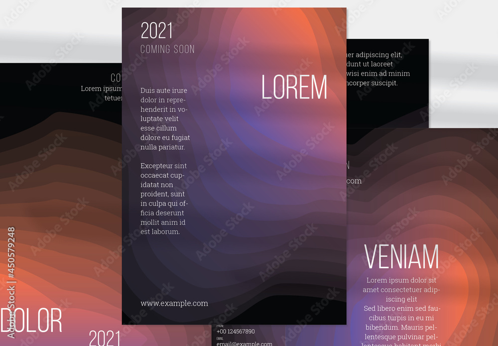 Flyer Layout with Gradient Blend Wavy Shapes on Black Stock Template ...