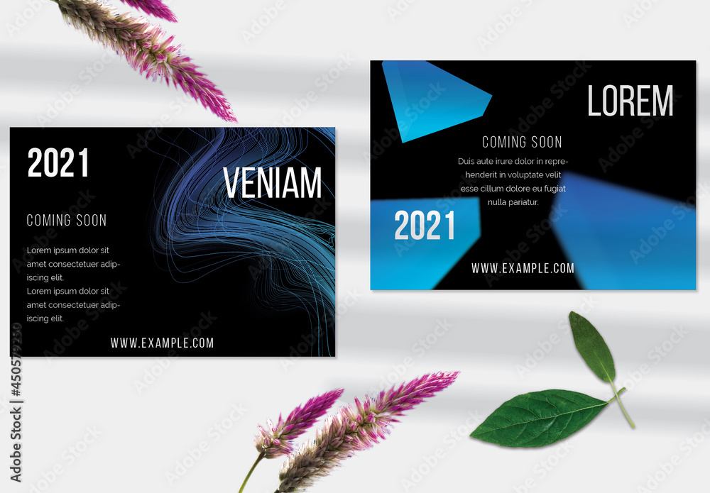 Flyer Layout with Abstract Motion Blur and Glowing Shape Stock Template ...
