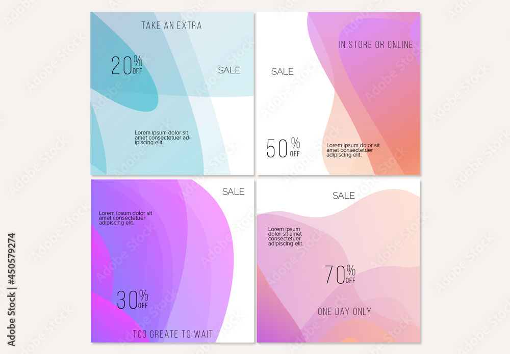 Social Media Post Layout with Transparent Overlapping Gradient Waves ...