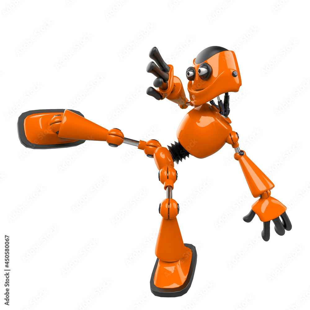 nice robot doing some karate kicks Stock Illustration | Adobe Stock