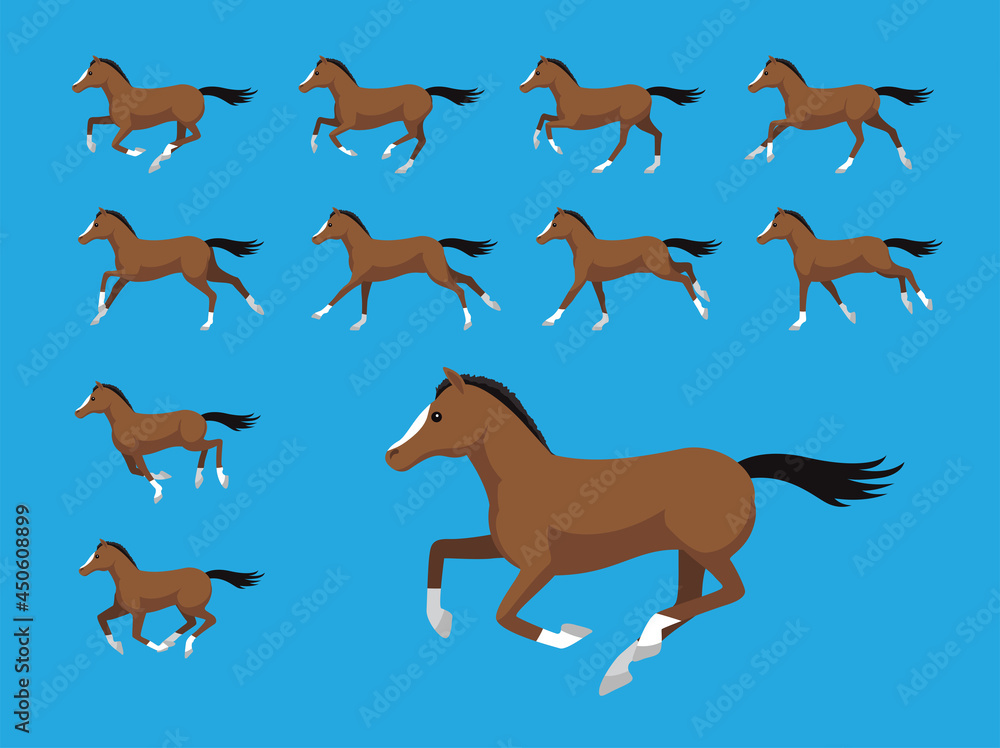 Animation Sequence Arabian Horse Running Cartoon Vector Illustration ...
