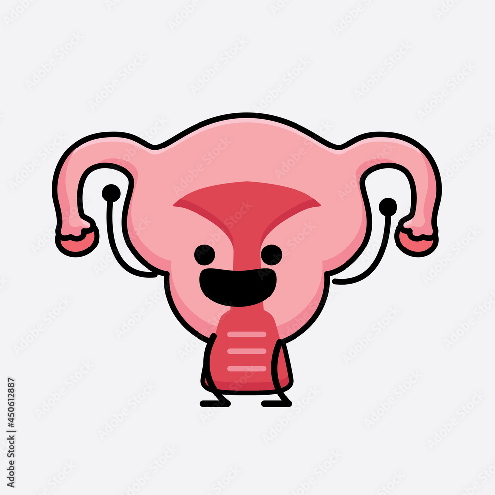 Vector Illustration of Uterus Character with cute face and simple body ...