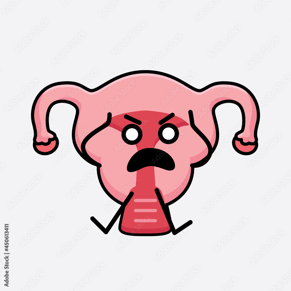 Vector Illustration of Uterus Character with cute face and simple body ...