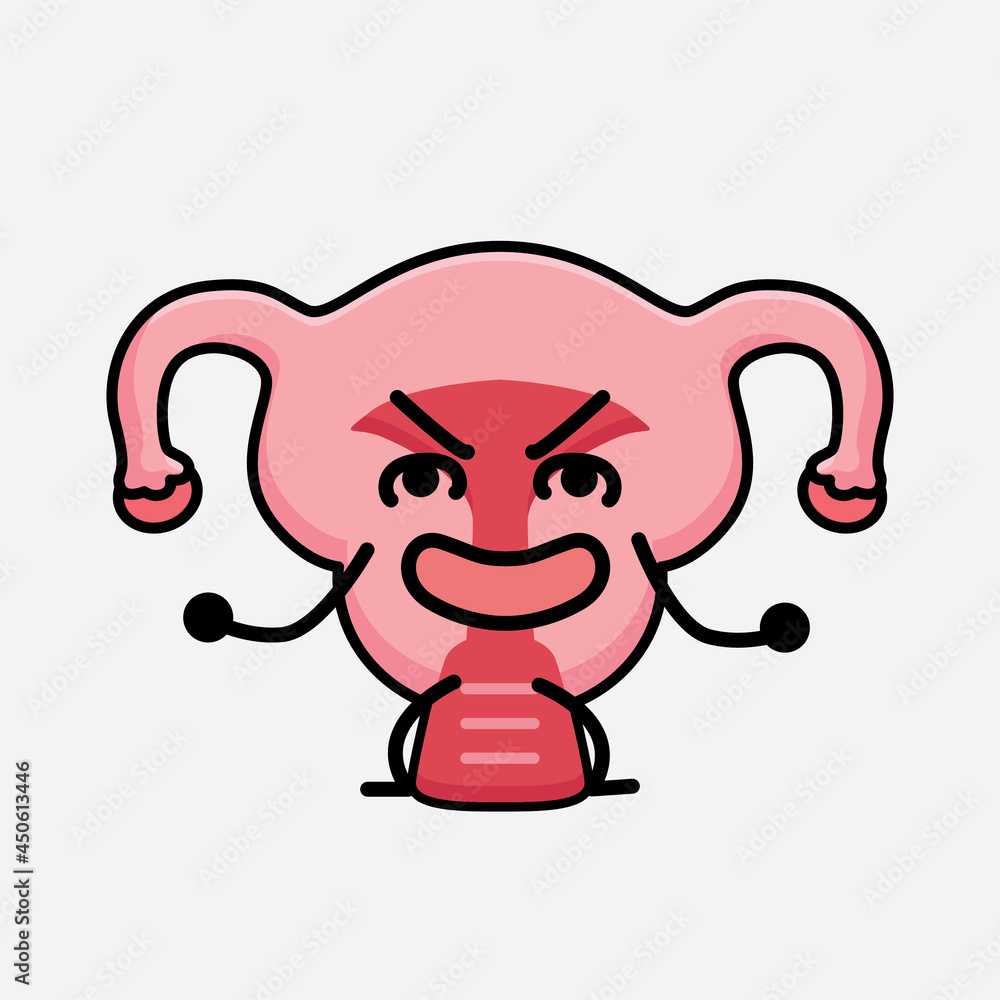 Vector Illustration of Uterus Character with cute face and simple body ...