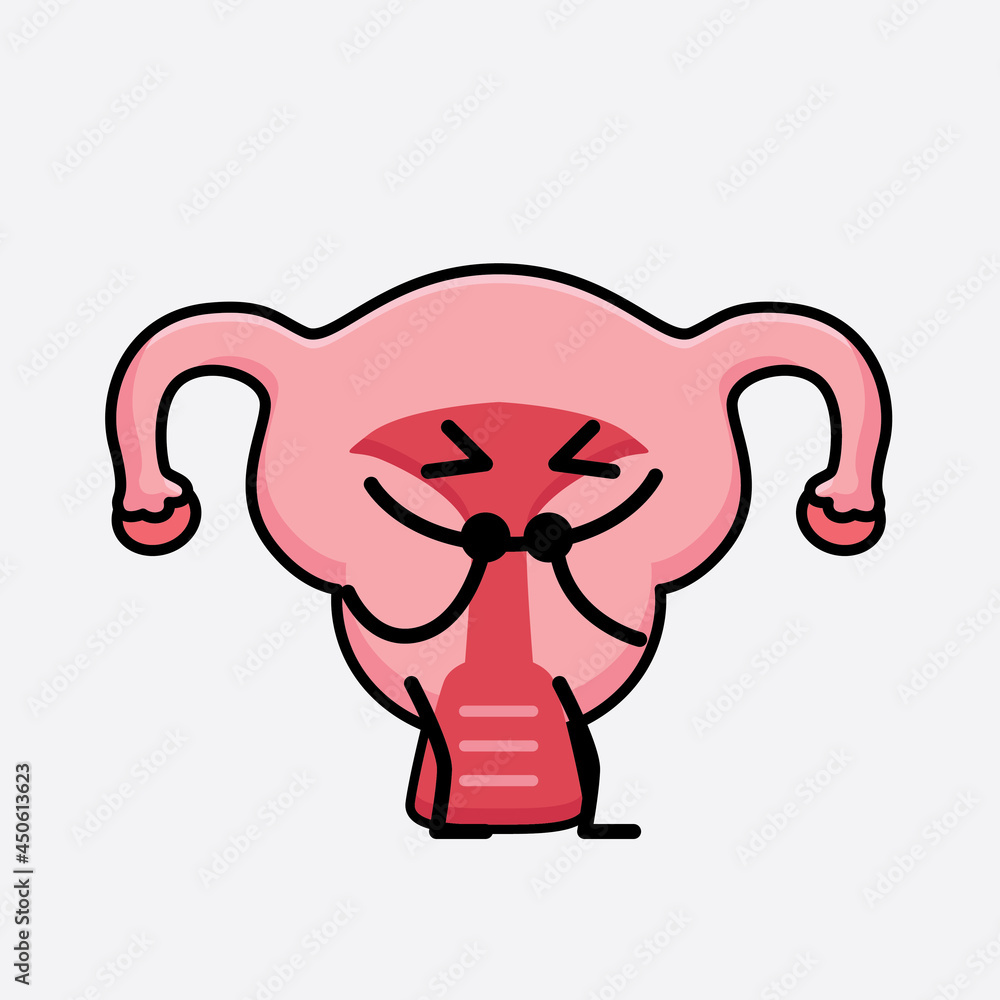 Vector Illustration of Uterus Character with cute face and simple body ...