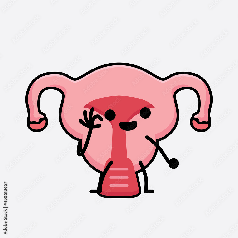 Vector Illustration of Uterus Character with cute face and simple body ...