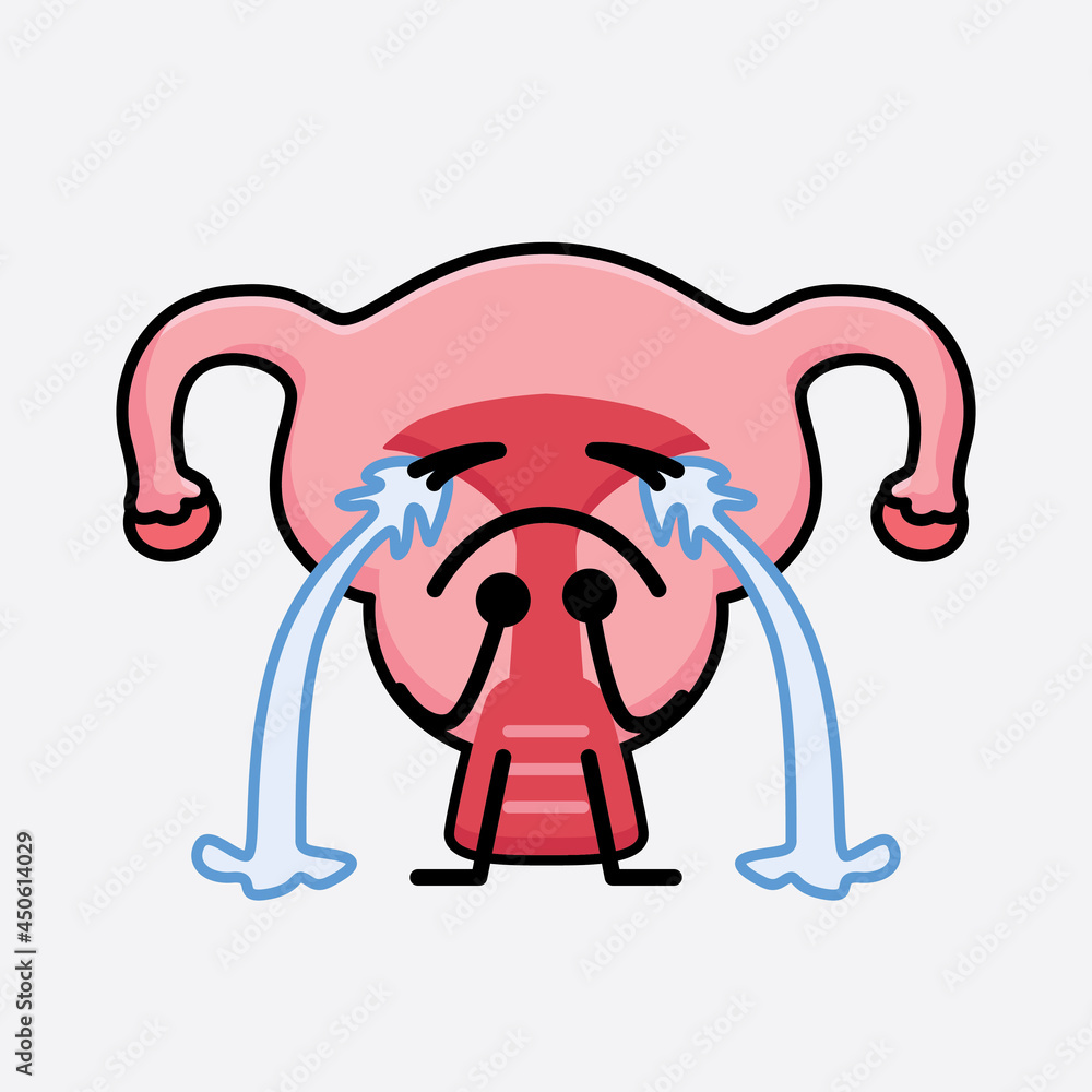 Vector Illustration of Uterus Character with cute face and simple body ...