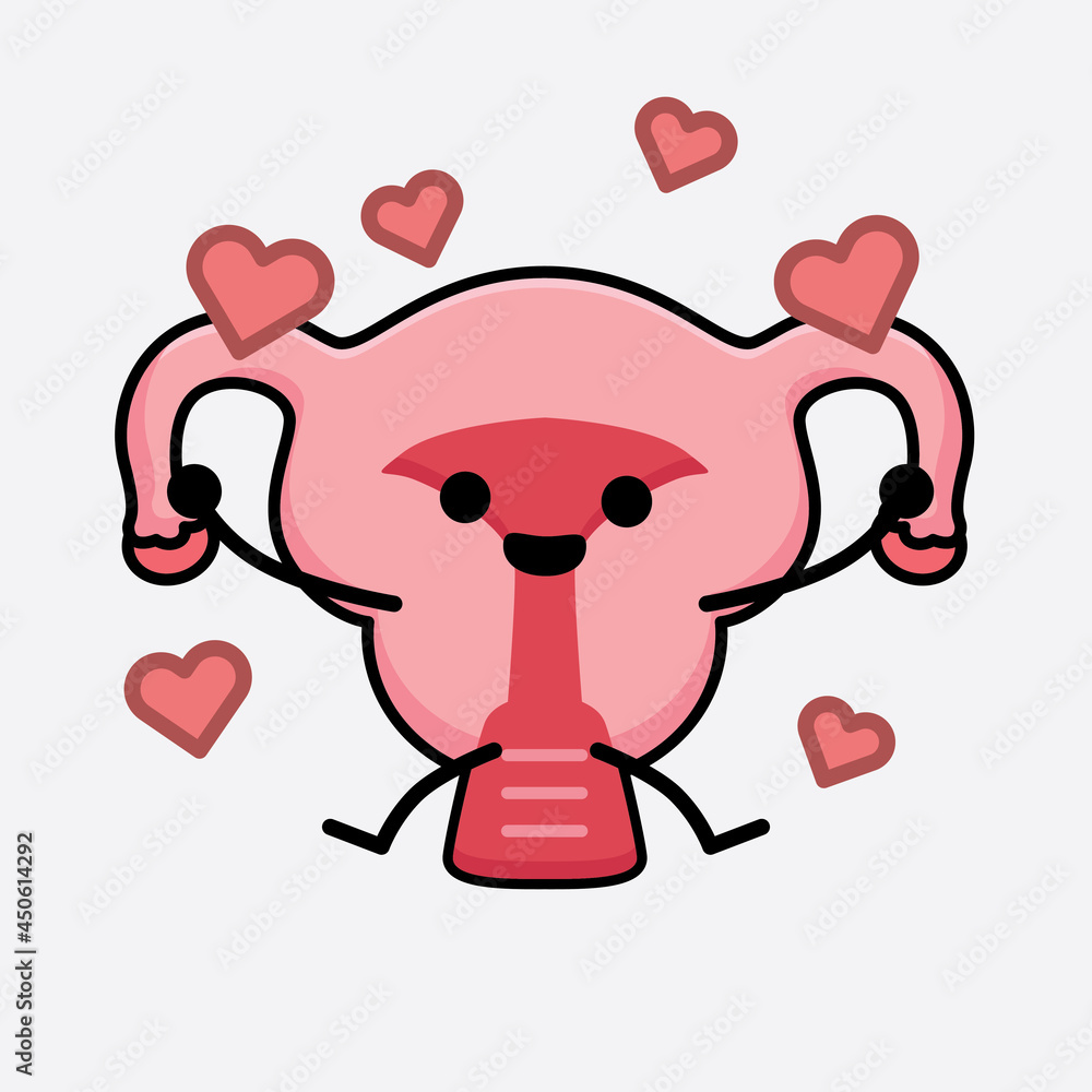 Vector Illustration of Uterus Character with cute face and simple body ...