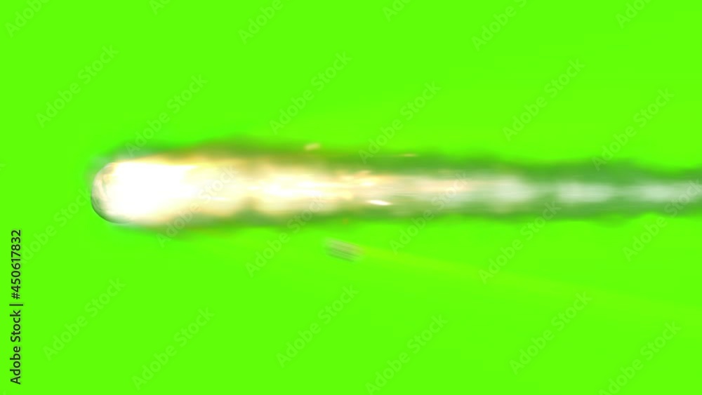 Fast Blazing Asteroid Meteor on green background, Realistic vision ...